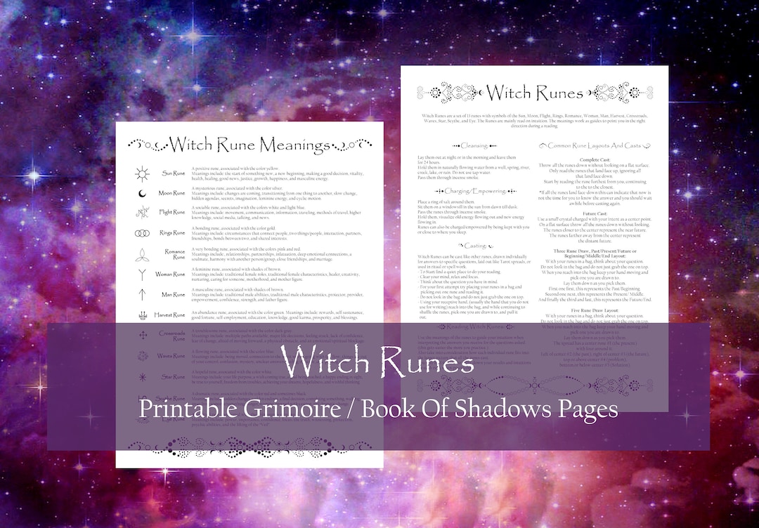 Witchcraft Basics: Witch Runes Book of Shadows Printable Set - 2 ...