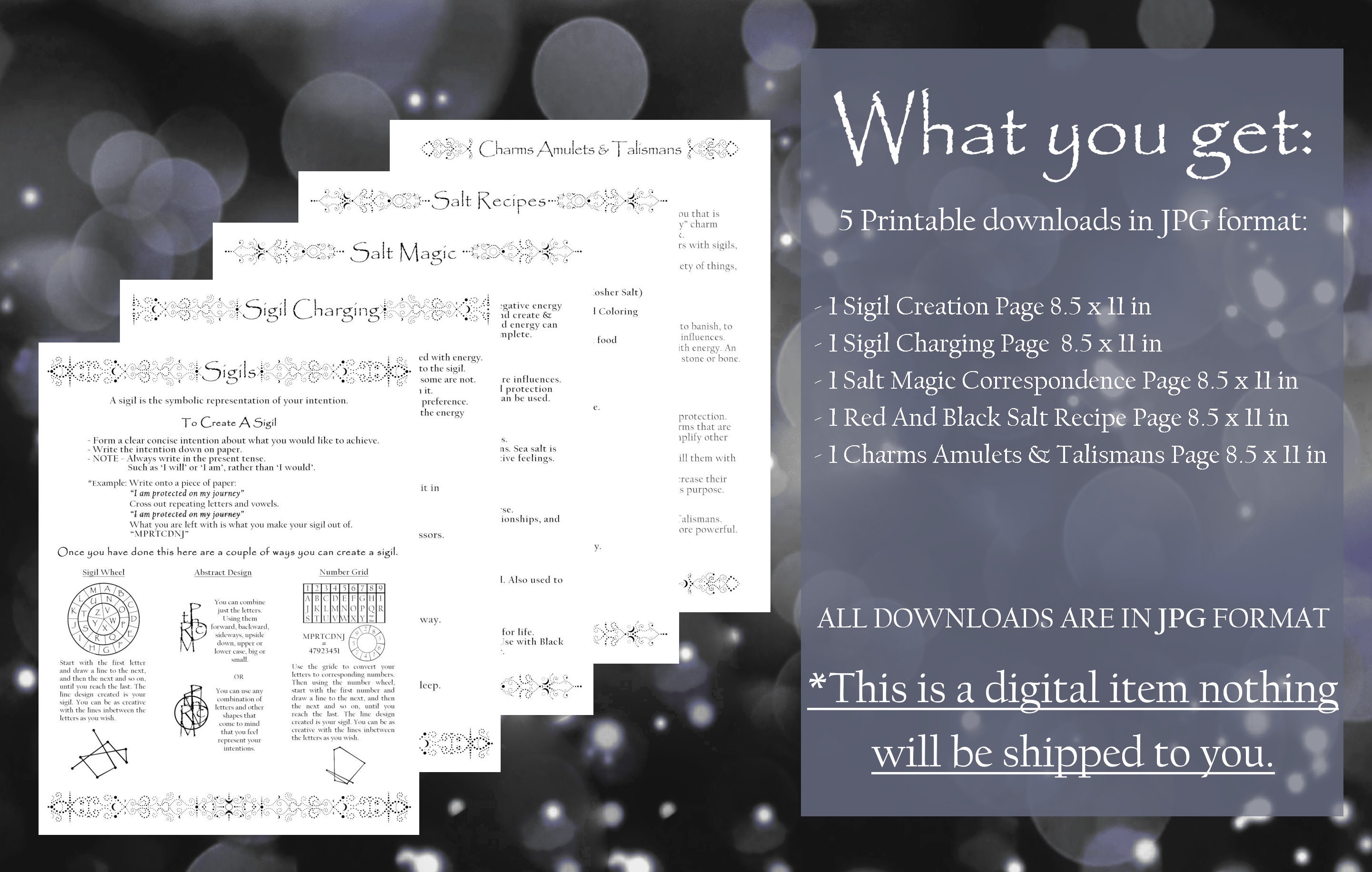 Sigils Salt Magic Charms Amulets & Talismans Book of Shadows | Etsy