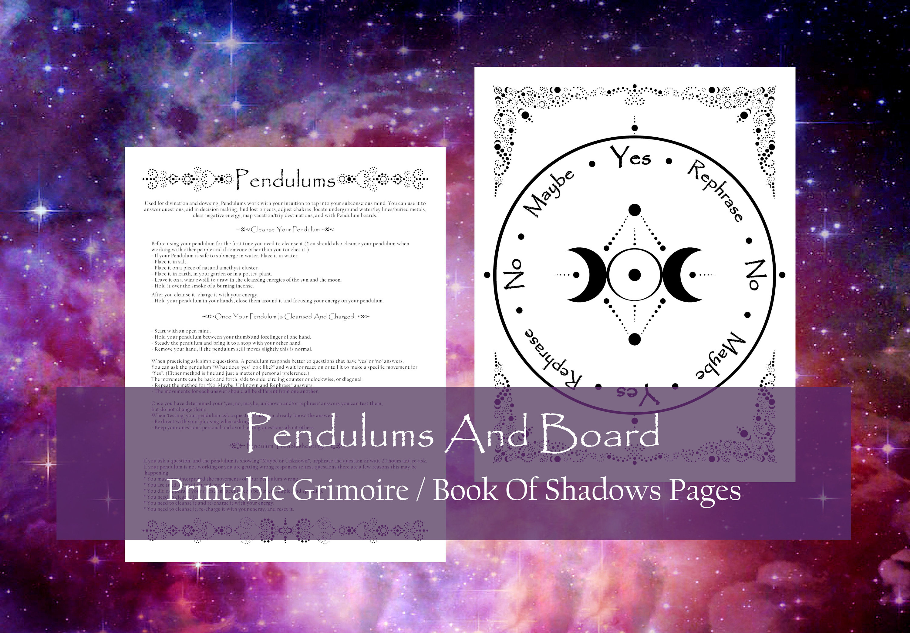 Pendulums & Pendulum Board Witchcraft Basics Book of Shadows / - Etsy