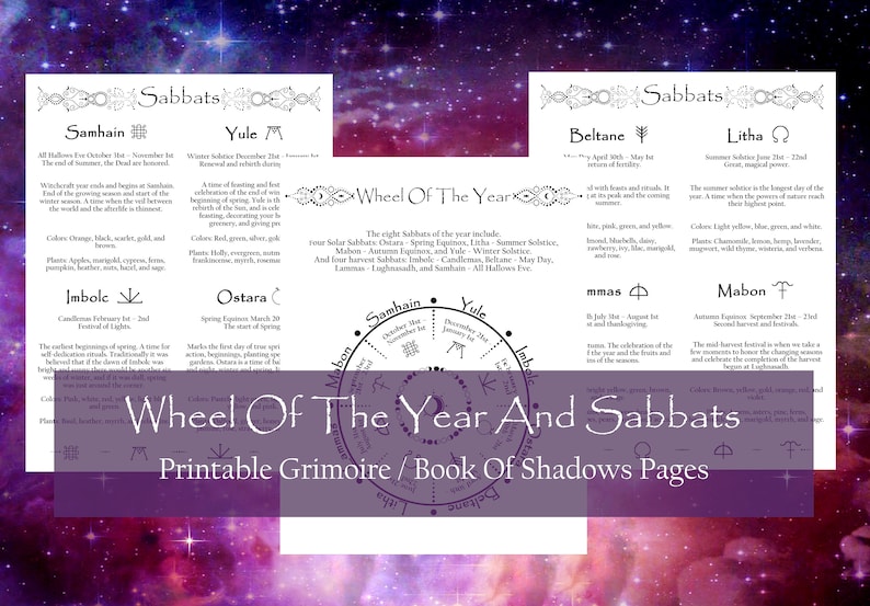 Wheel of the Year Printable: Wicca Sabbats Grimoire Pages (digital ...