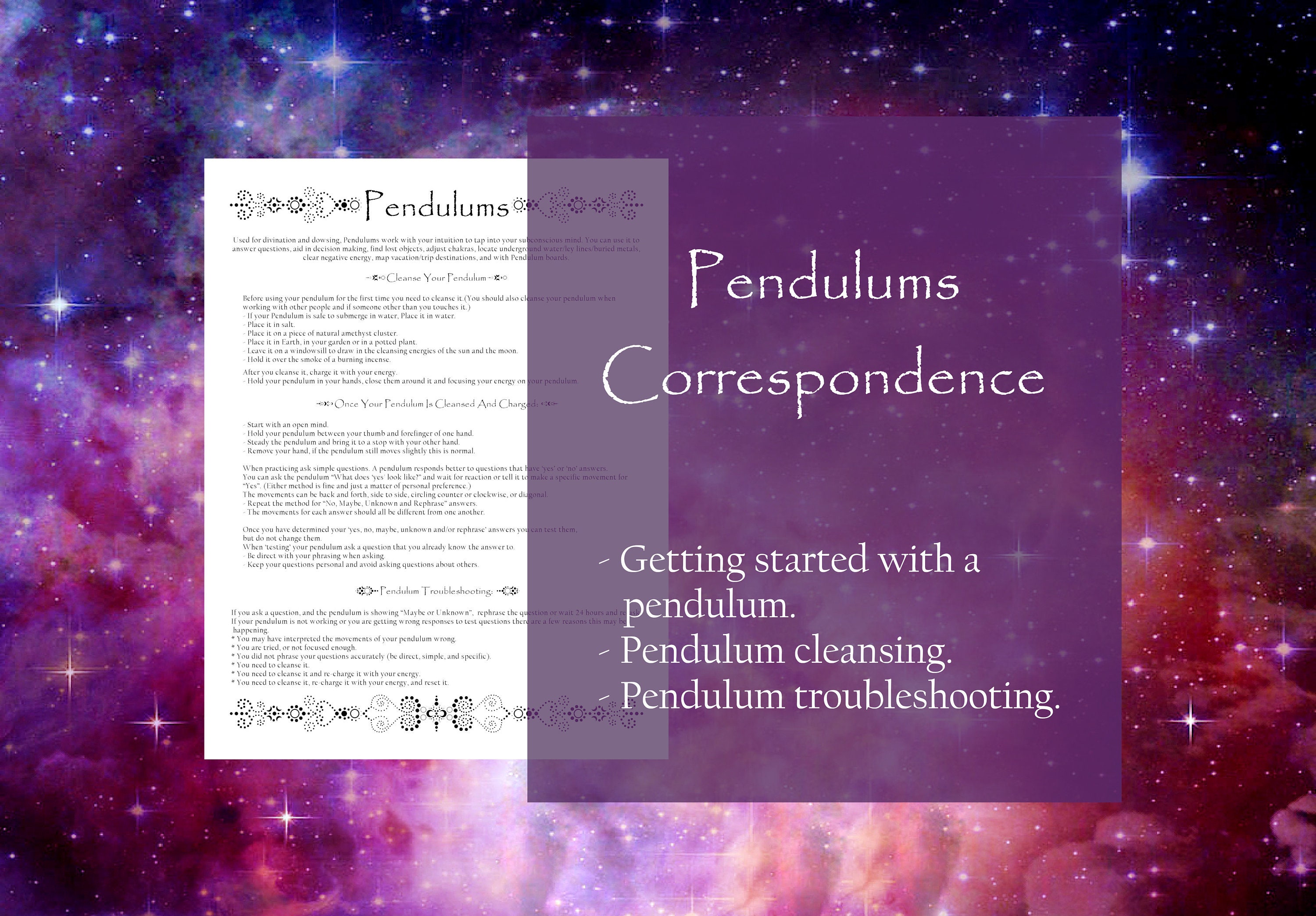 Pendulums & Pendulum Board Witchcraft Basics Book of Shadows / - Etsy