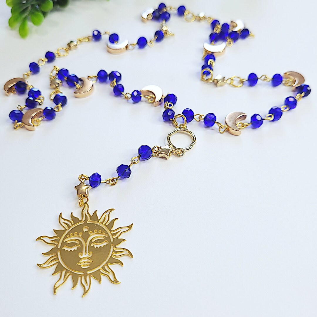 Sun Moon Stars Rosary / Gothic Rosary / Gothic Y Necklace / Witchy Rosary - Etsy