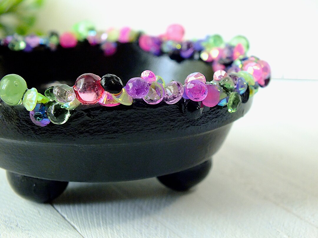 Green Bubbling Black Cauldron Ring Dish - Etsy