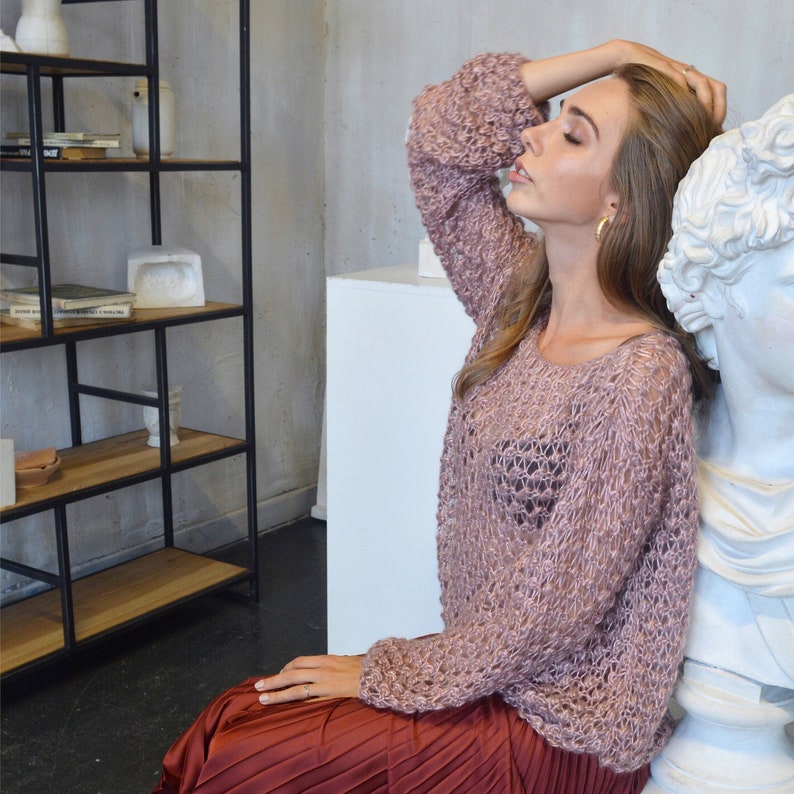Rose Gold Mohair Sweater Soft Chic Sweater Loose Warm | Etsy