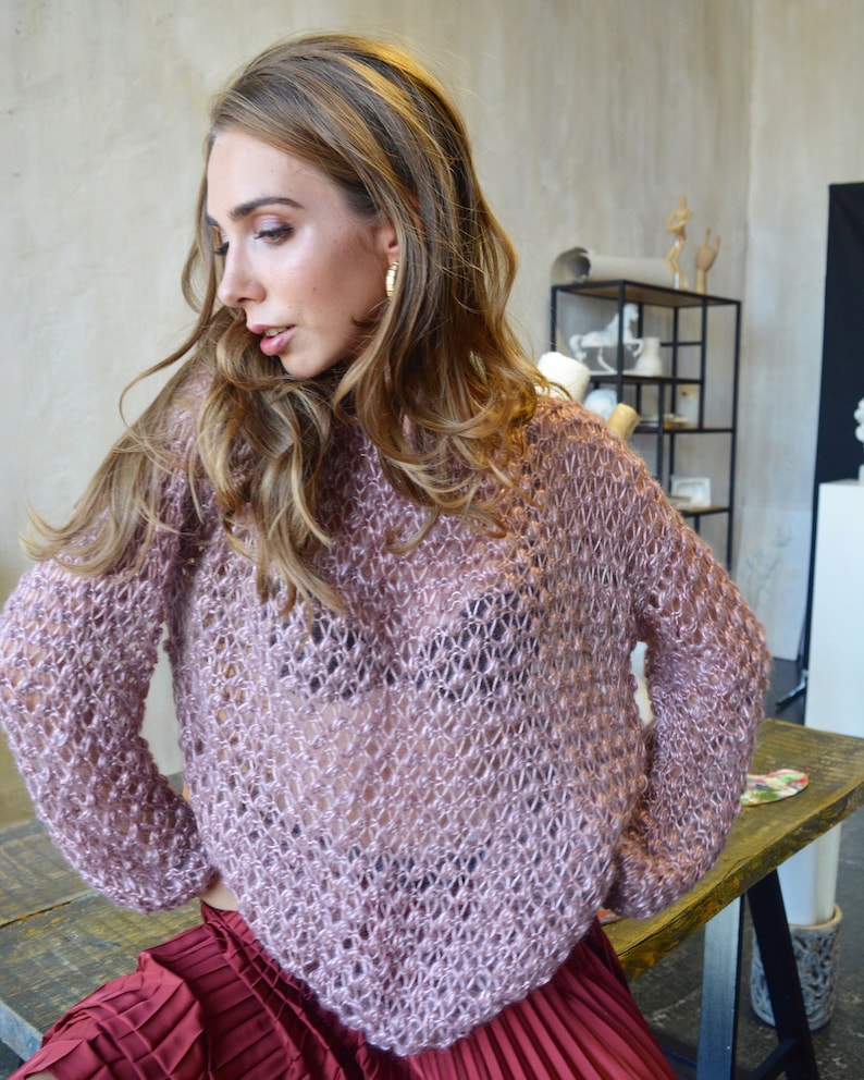 Rose Gold Mohair Sweater Soft Chic Sweater Loose Warm | Etsy