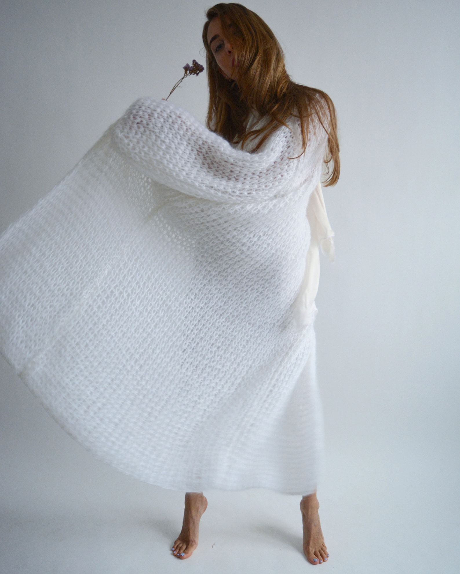 White Thick Cardigan Long Mohair Cardigan Maxi Oversized | Etsy