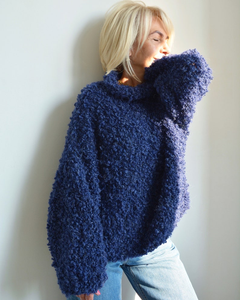 White Fluffy Mohair Turtleneck Sweater Chunky Knit Cropped Etsy