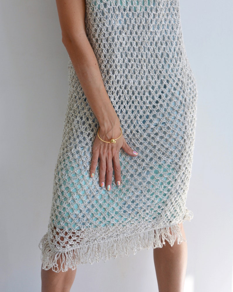 Beige sexy crochet dress Sleeveless party dress Cream crochet | Etsy