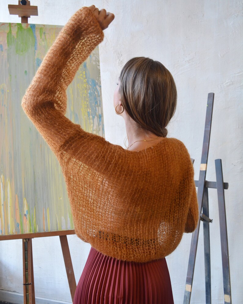 Burnt Orange Mohair Sweater Copper Embellished Sweater - Etsy