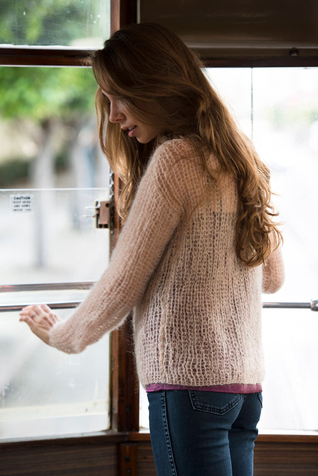 Beige Mohair Light Sweater, Handknit Loose Sweater, Basic Simple ...