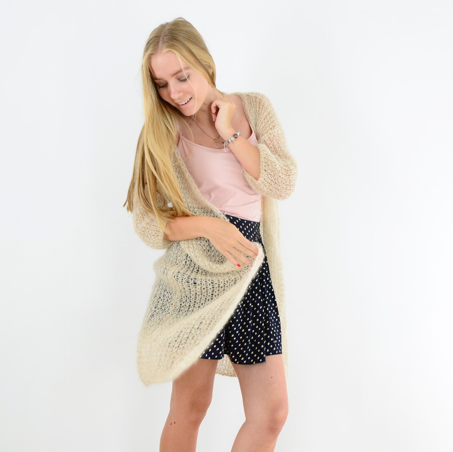 Cream Mohair Women Cardigan Light Summer Cardigan Embellished - Etsy