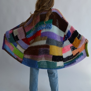 Thick Colorful Cardigan Mohair Patchwork Cardigan Long Extravagant ...