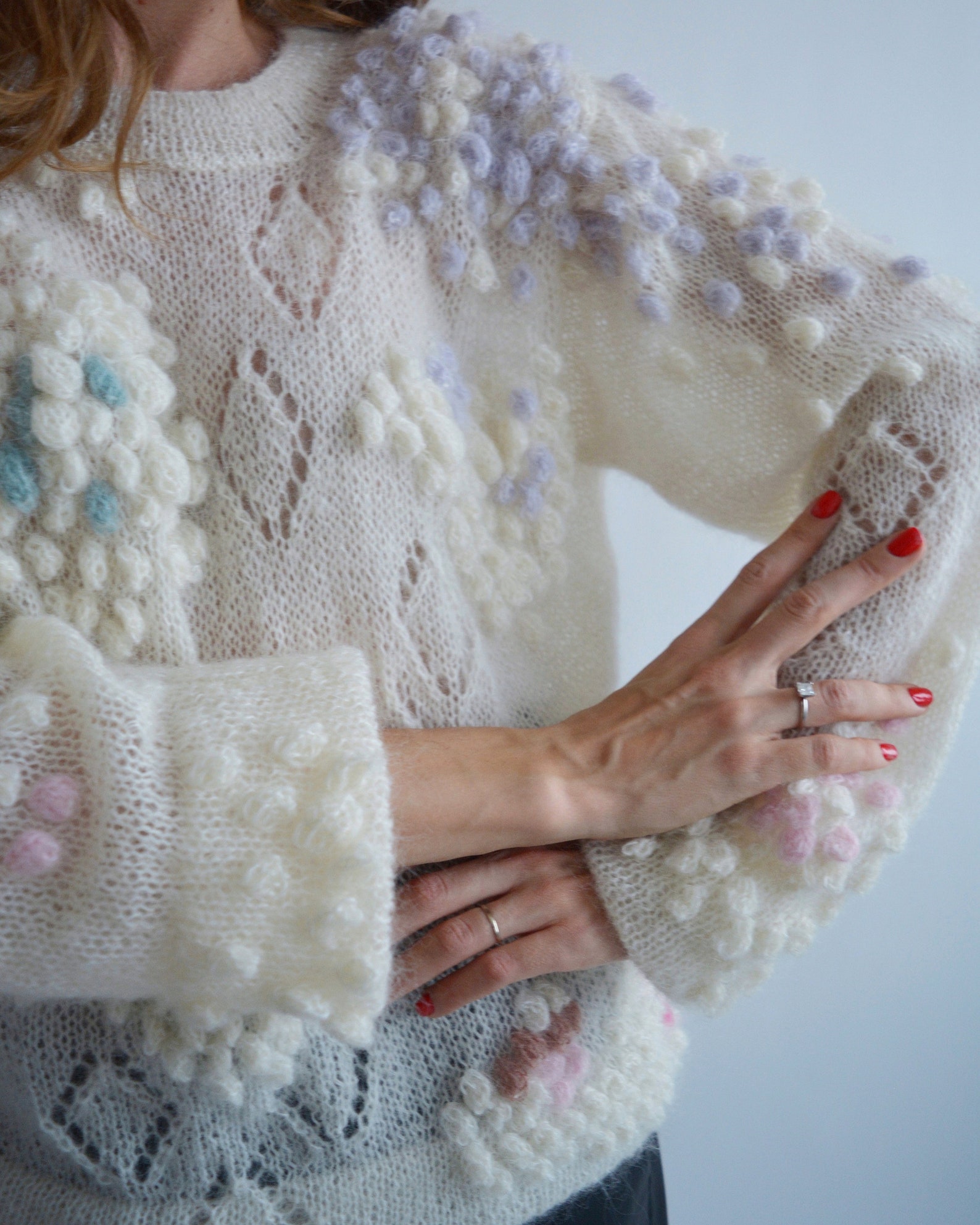 Exclusive Ivory Embellished Sweater Mohair Embroidered Sweater | Etsy