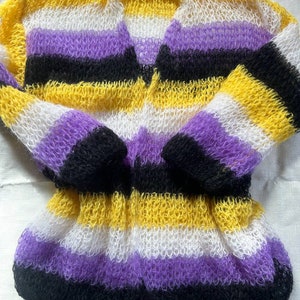 Nonbinary Mohair Cardigan Nonbinary Flag Handknit Cardigan No Gender ...