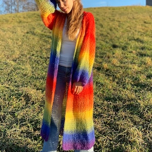 Rainbow Mohair Cardigan Striped Ombre Cardigan Multicolor Pride ...