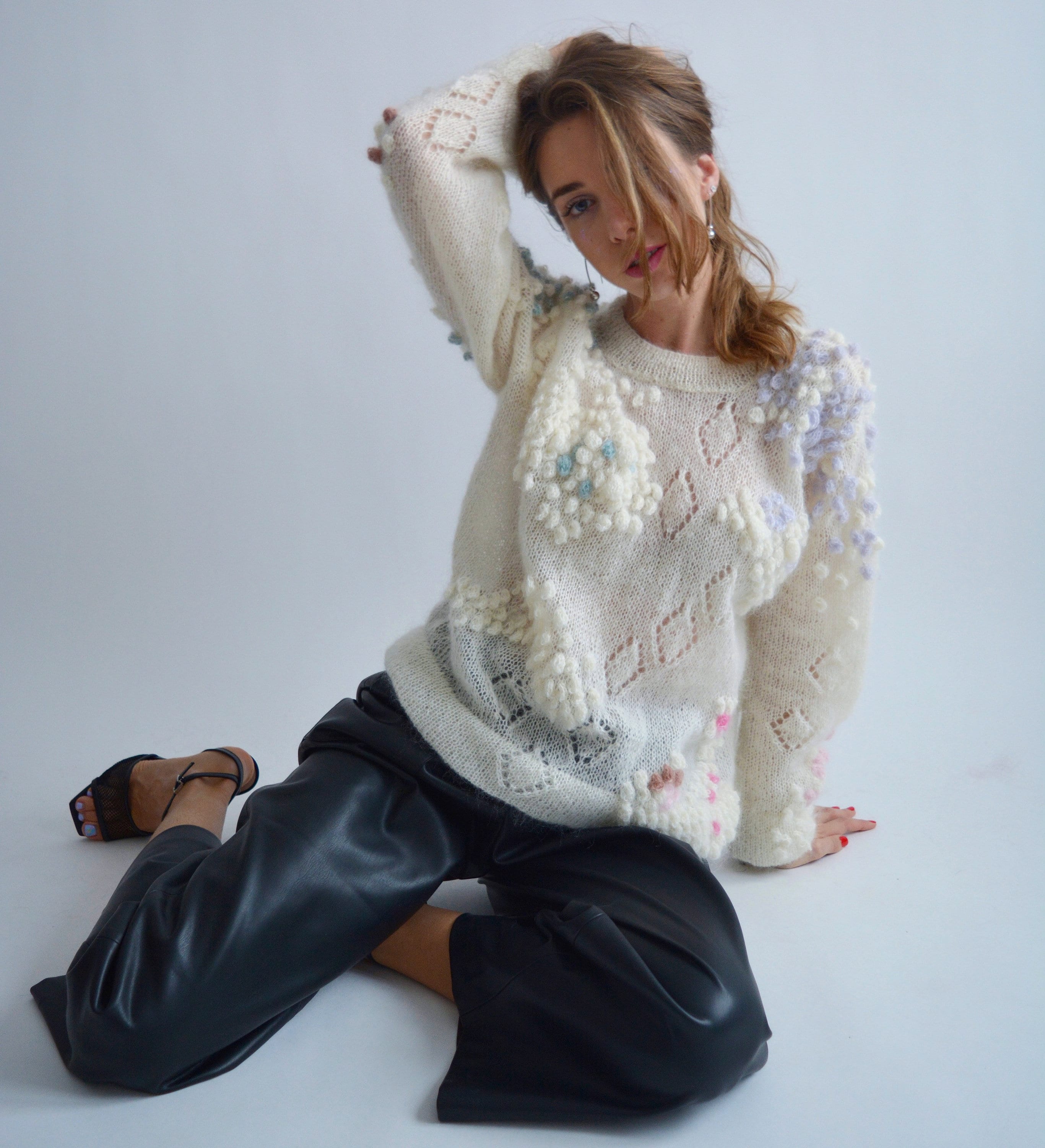 Exclusive Ivory Embellished Sweater Mohair Embroidered Sweater | Etsy