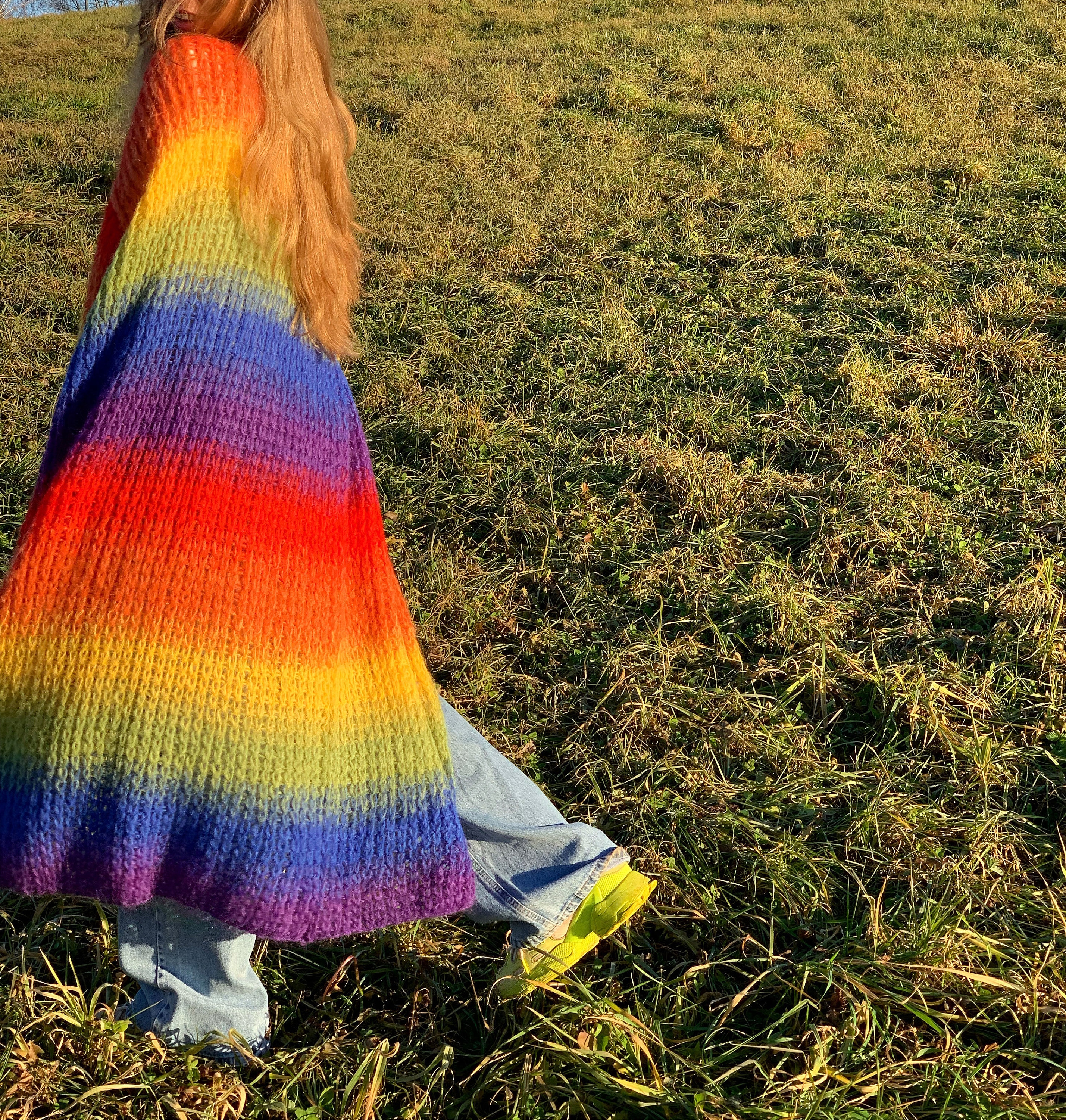 Rainbow Mohair Cardigan Striped Ombre Cardigan Multicolor Rainbow Mohair Cardigan Striped Ombre Cardigan Multicolor