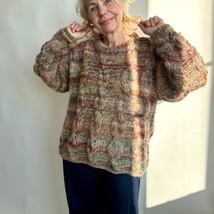 Multicolor Merino Wool Handknit Sweater Colorful Alpaca Thick Warm ...