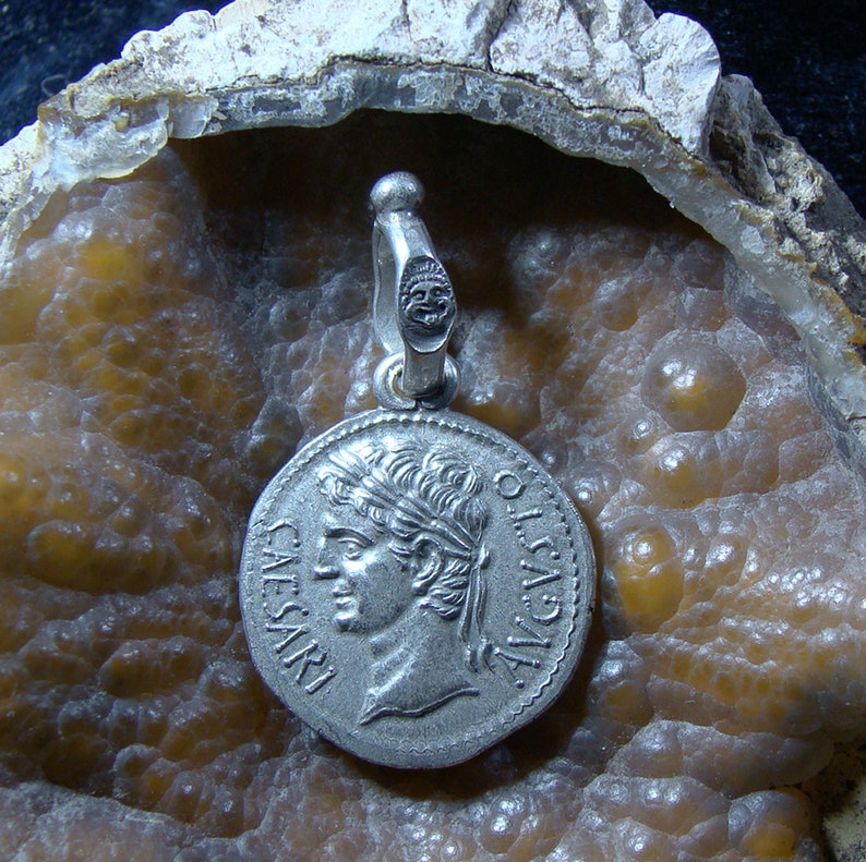 Silver Medallion With an Ancient Coin Replica augustus - Etsy