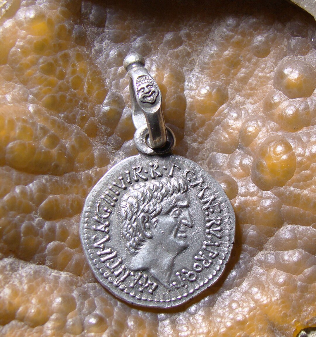 Silver Medallion With an Ancient Coin Replica (M. Antony and L ...