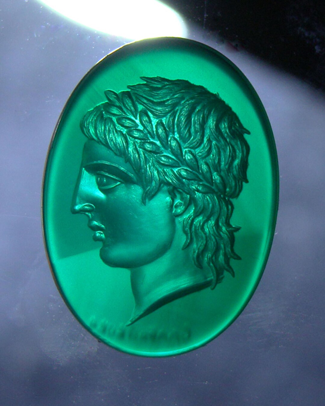 Green Agate Intaglio Handmade Engraving With Apollo. Unique. - Etsy