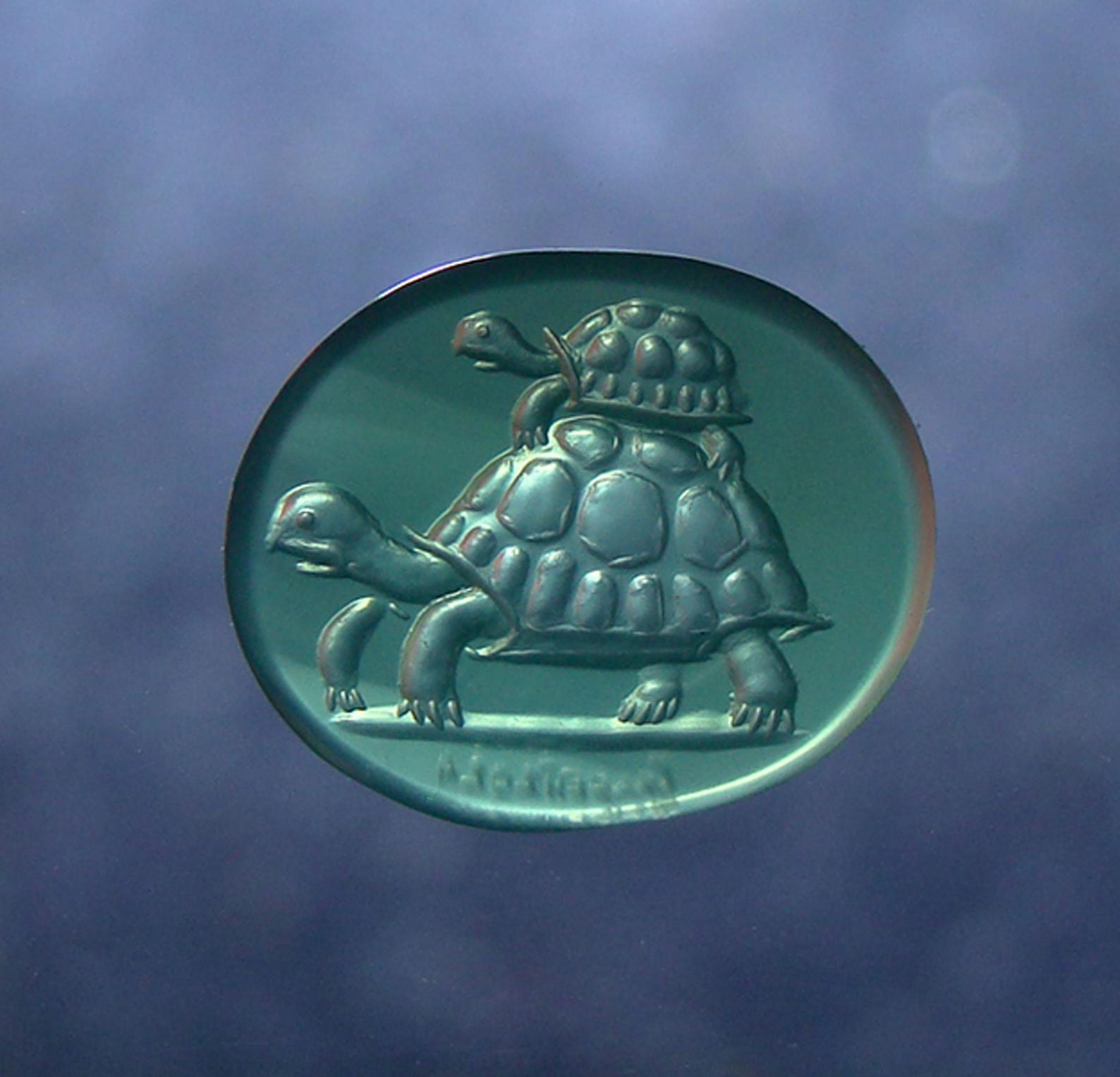 Unique Green Agate Intaglio Seal Ring Handmade With Turtles. - Etsy