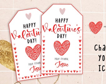 Hearts Valentine's Day Tag, Editable Hearts Tags Valentine's Day ...