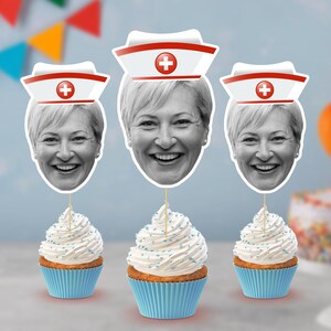 Digital Photo Cupcake Toppers | Nurse Retirement Party | 30th,40th,50th ...