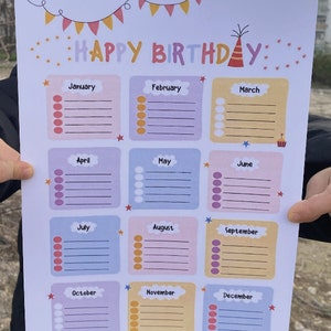 Printable Birthday Planner | Wall Birthday Calendar | Kids Happy ...
