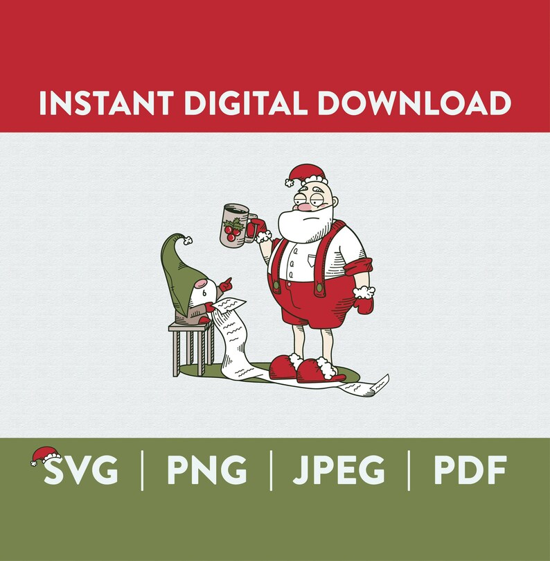 Santa Claus and Gift List SVG | Santa Claus PNG | Santa Claus Clipart ...
