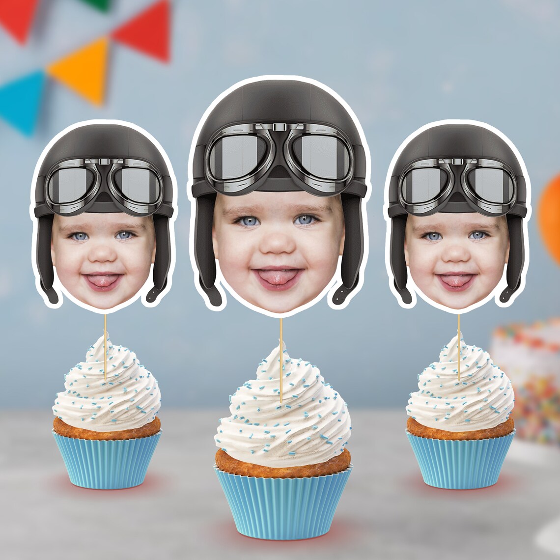 Personalized Pilot Cupcake Toppers | Airplane Birthday Decor (digital ...