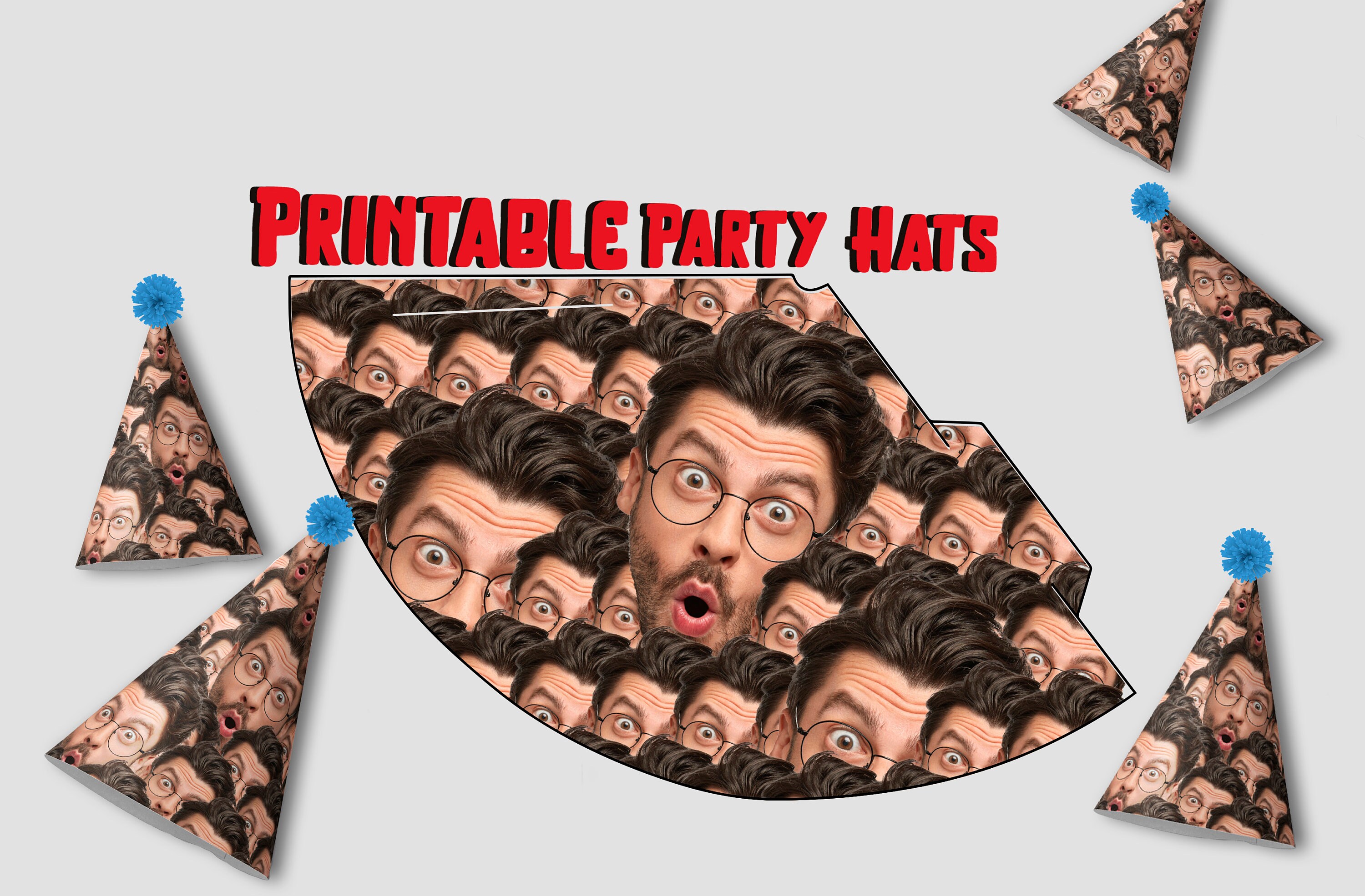 Custom Face Party Hat | Printable Party Hats | Birthday Party Hats ...