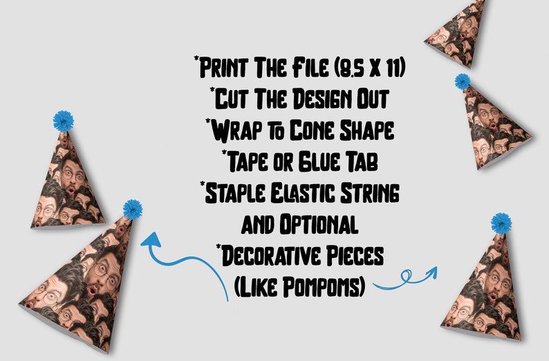 Custom Face Party Hat | Printable Party Hats | Birthday Party Hats ...