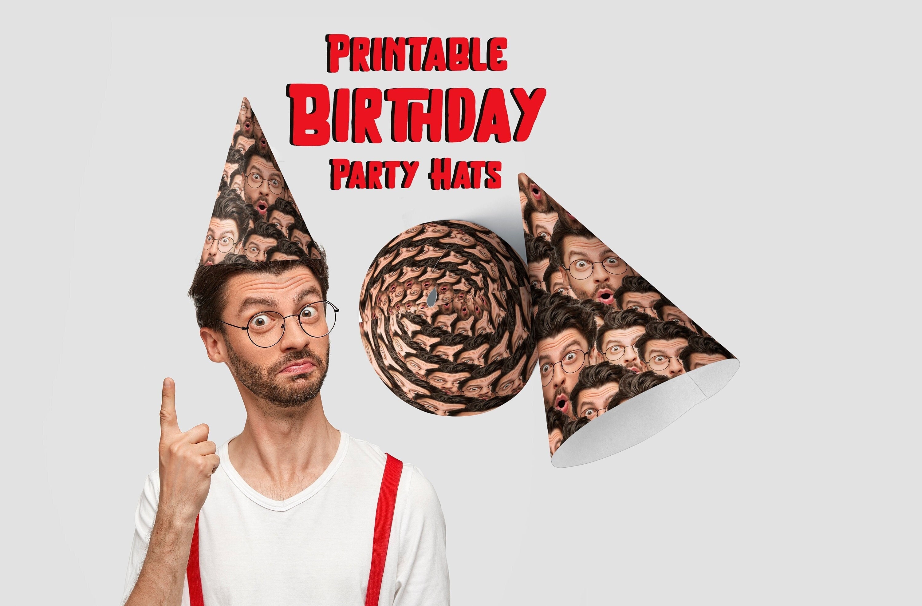 Custom Face Party Hat | Printable Party Hats | Birthday Party Hats ...