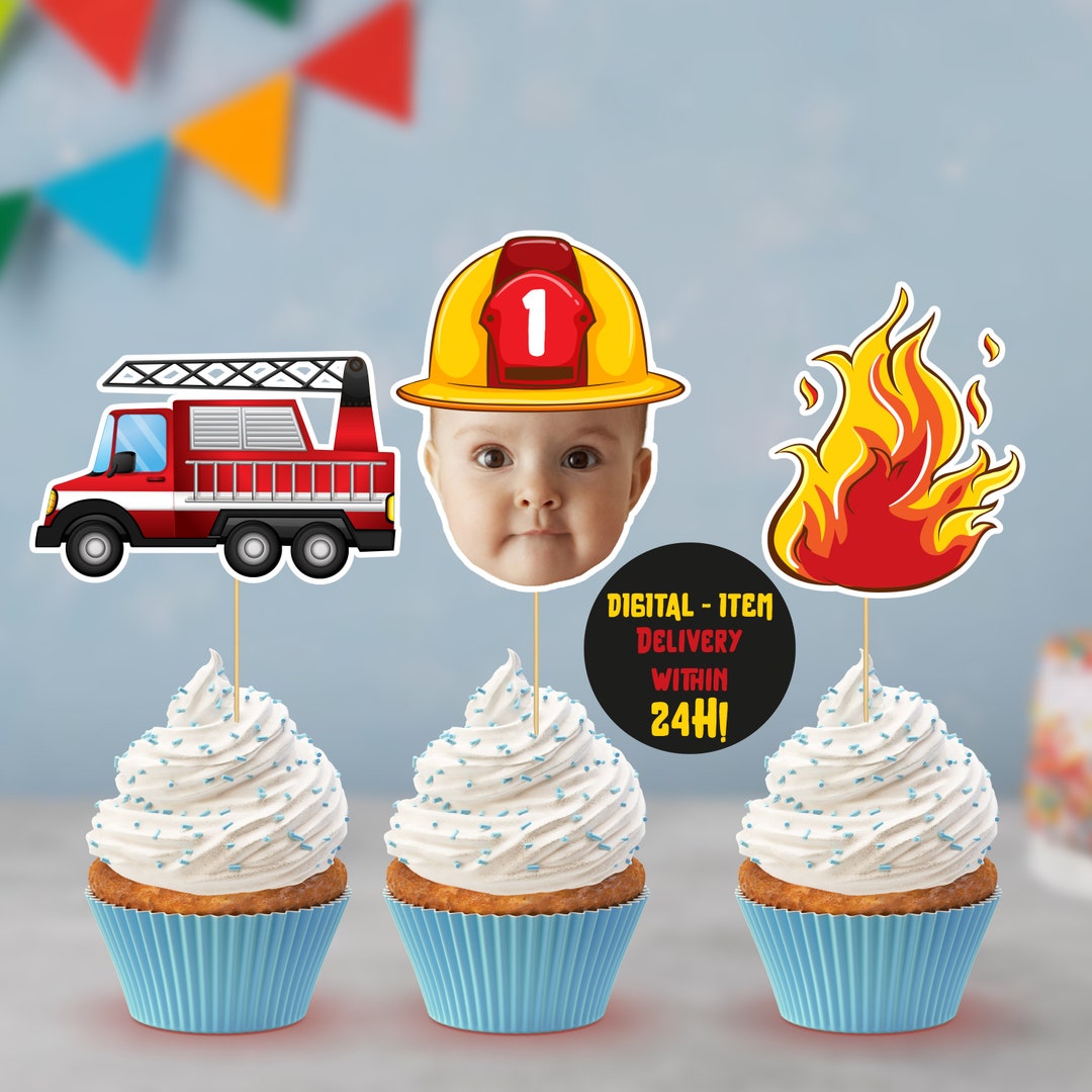 Fireman Cupcake Toppers Firefighter | Firefighter Cupcake Toppers ...