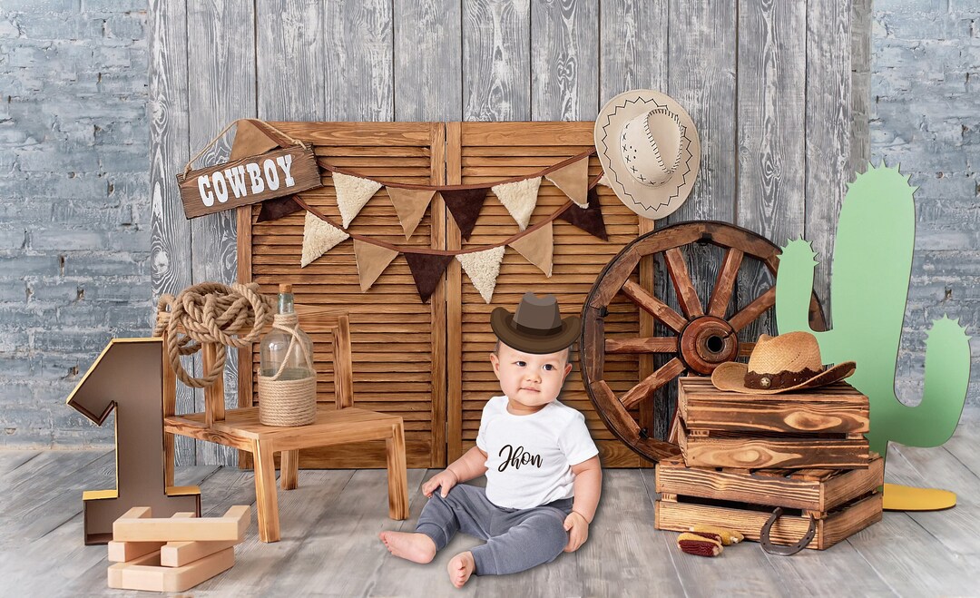 Digital Background First Birthday | Cowboy Concept Digital Backdrop ...