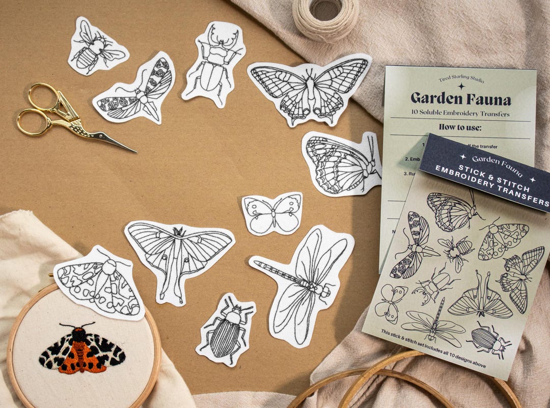 Stick and Stitch Dissolvable Embroidery Designs With Butterflies, Moths ...