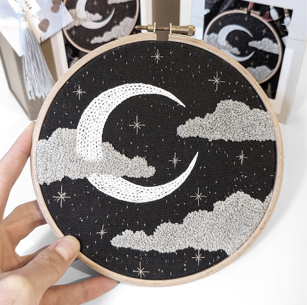 Embroidery Pattern PDF Moon and Stars Embroidery for Beginners - Modern ...