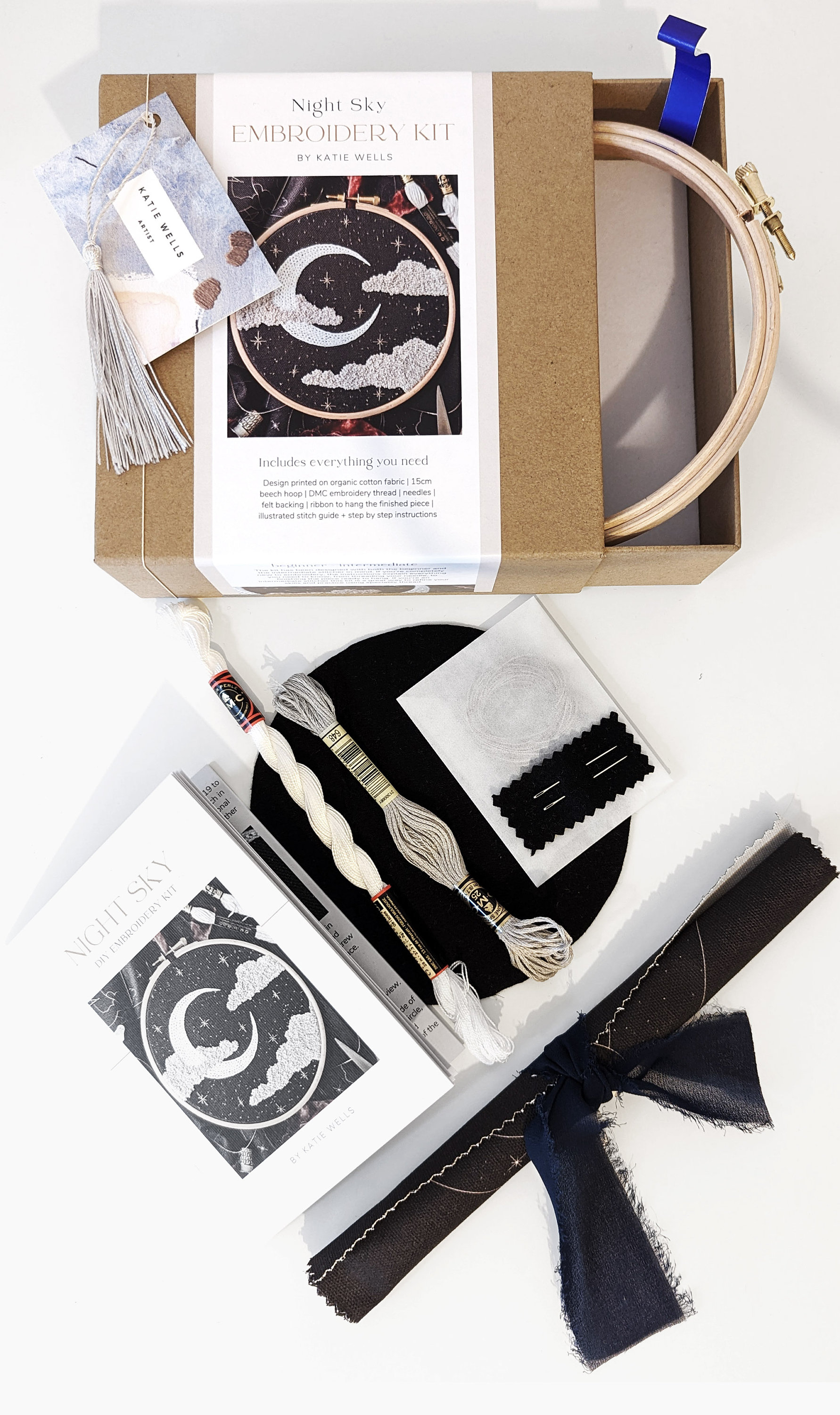 Moon and Stars Embroidery Kit for Beginners Modern Night Sky Design DIY ...