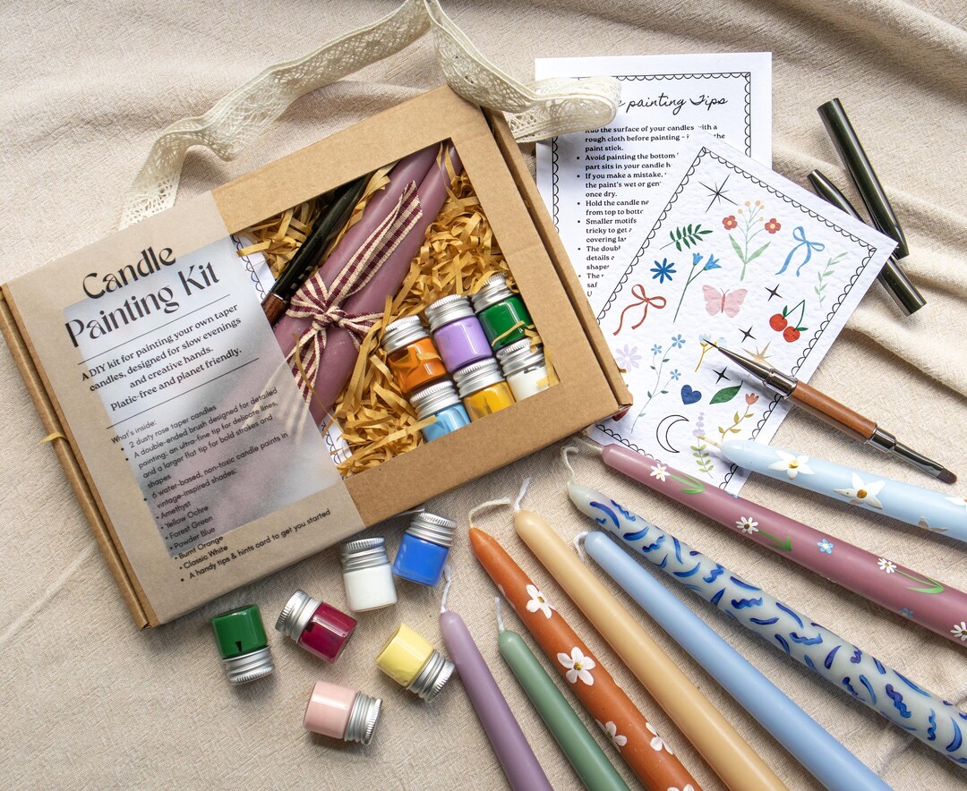 Candle Painting Kit - DIY Paint Your Own Taper Candles Craft Set ...