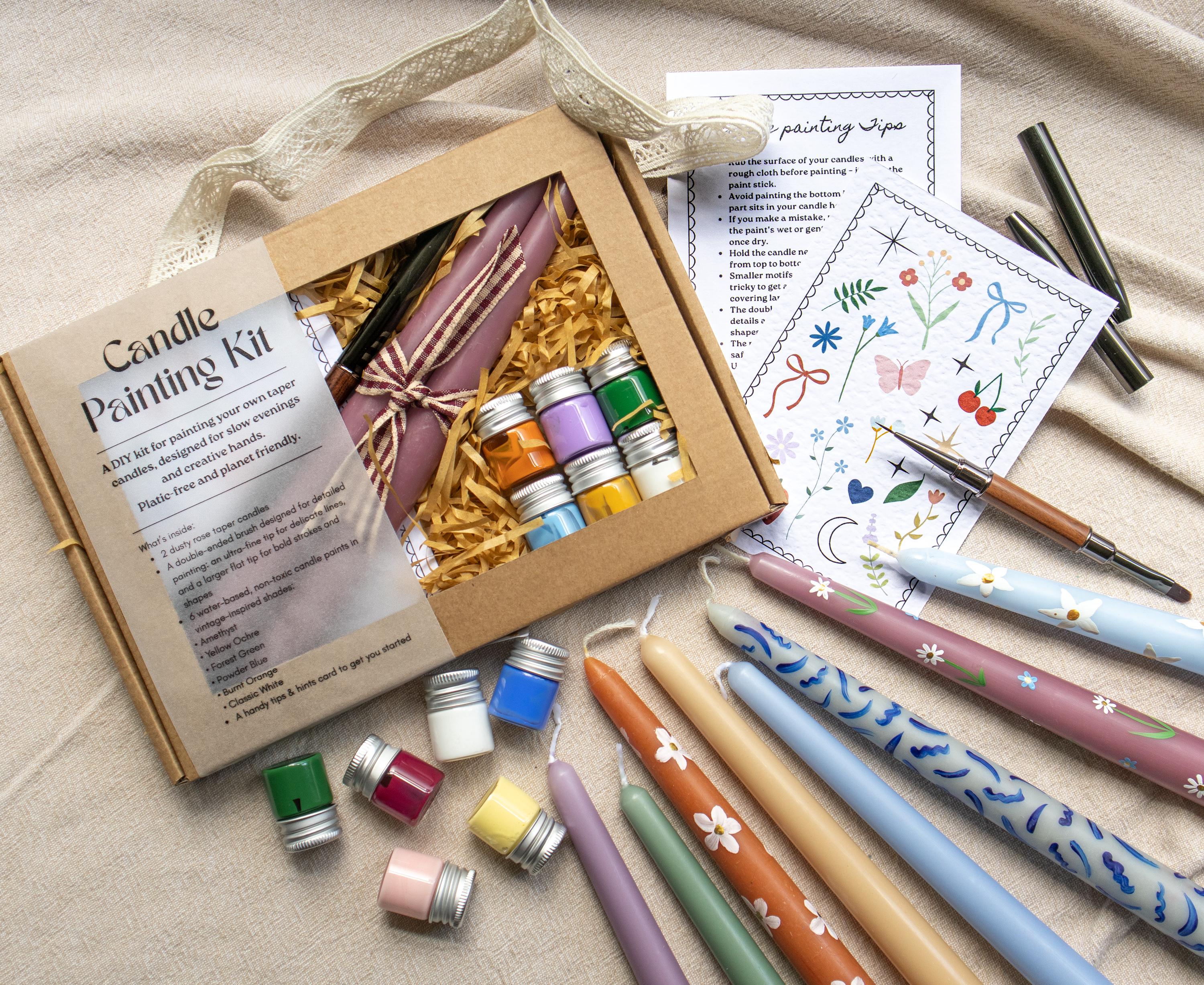 Candle Painting Kit - DIY Paint Your Own Taper Candles Craft Set ...