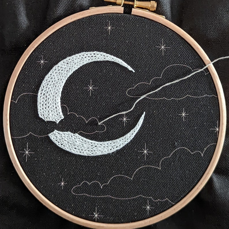 Embroidery Pattern PDF Moon and Stars Embroidery for Beginners - Etsy