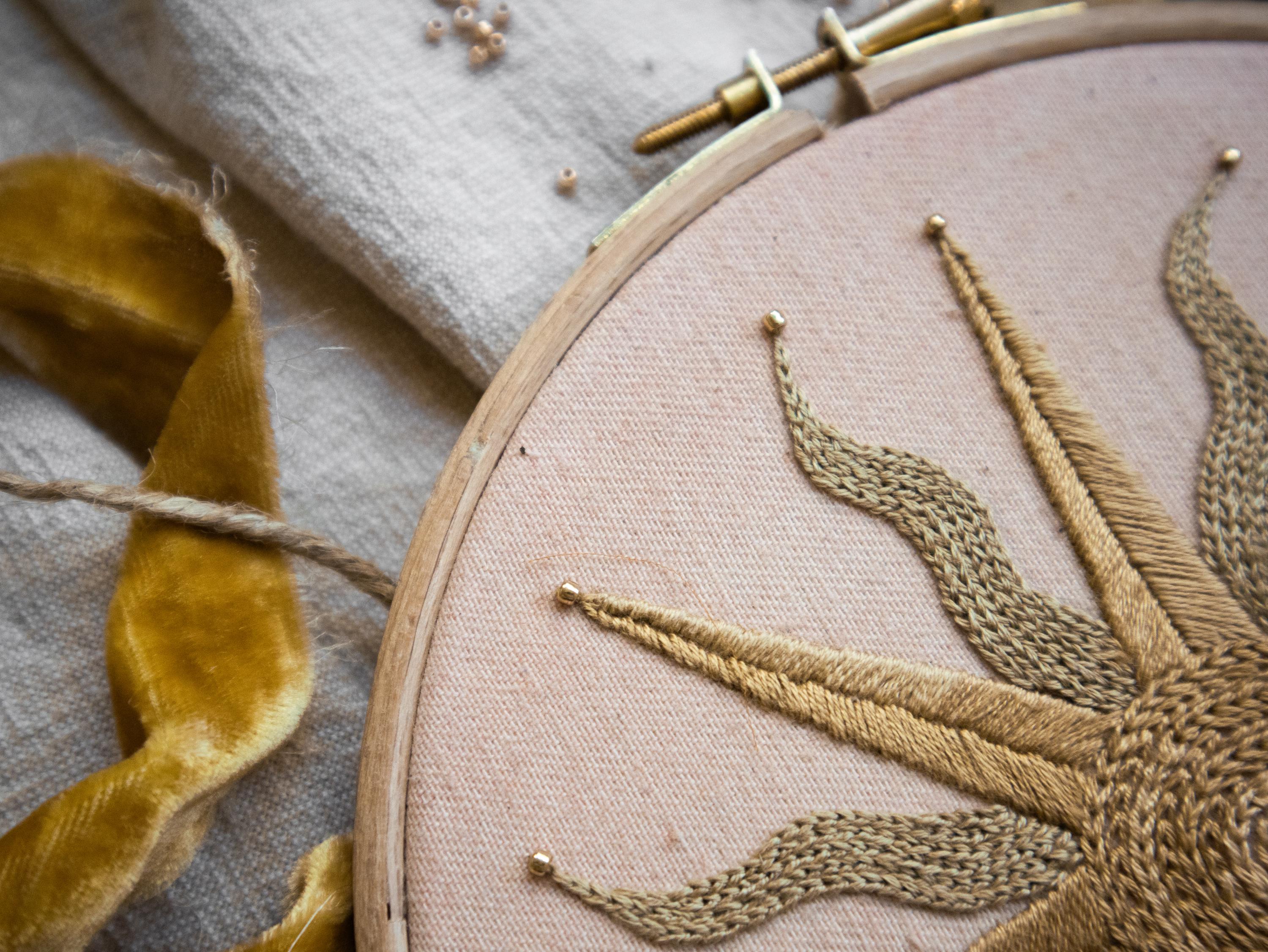 Golden Sun Embroidery Kit for Beginners - Modern Summer Solstice Design ...