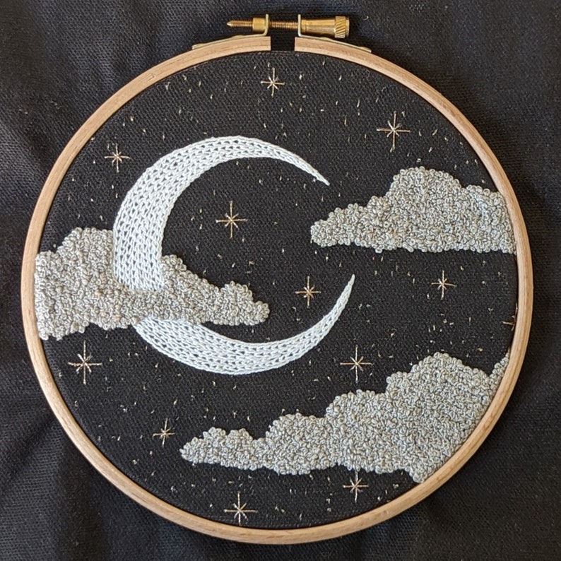 Embroidery Pattern PDF Moon and Stars Embroidery for Beginners - Etsy