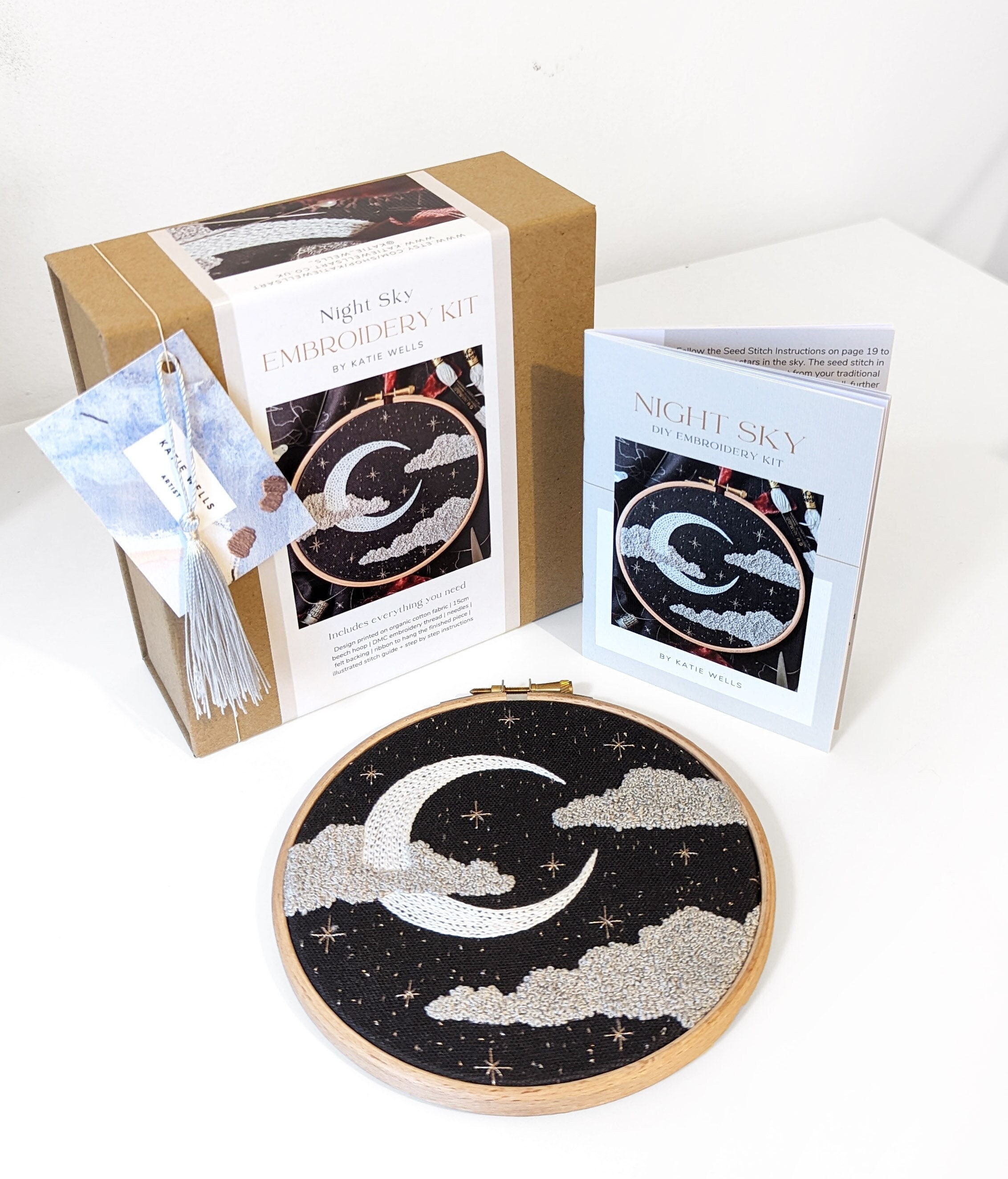 Moon and Stars Embroidery Kit for Beginners Modern Night Sky Design DIY Craft Kit Gift - Etsy