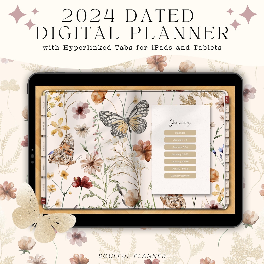 2024 Dated Butterfly Planner Digital Landscape Planner Goodnotes or ...
