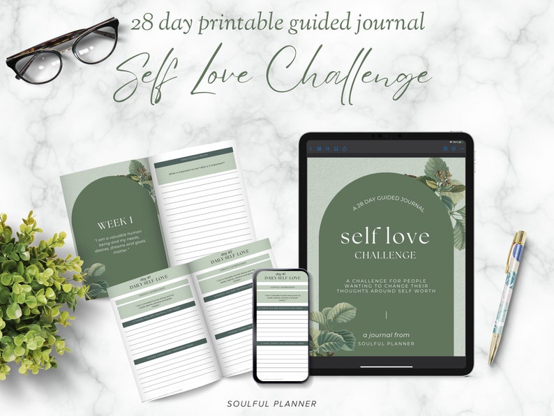 28 Day Self Love Challenge Printable Journal 28 Day Guided Journal - Etsy