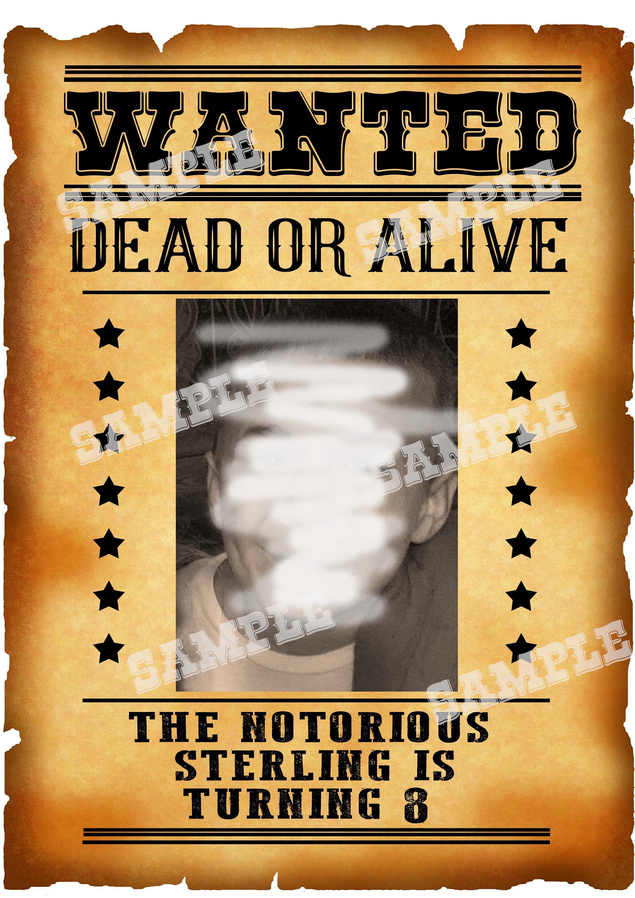 Custom Wanted Poster Birthday Cake Topper. Cowboy, Over the Hill Edible ...