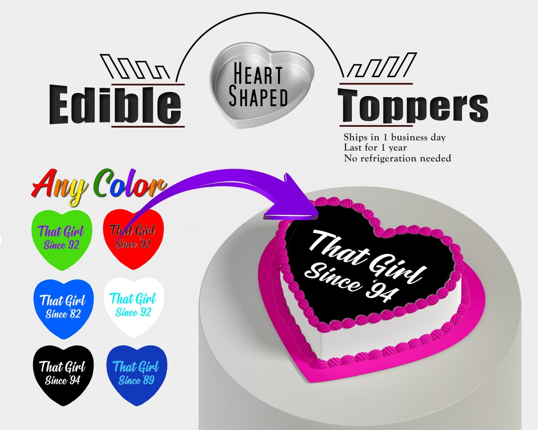 Custom Text on Edible Heart Shaped Cake Picture. Frosting Sugar Paper ...