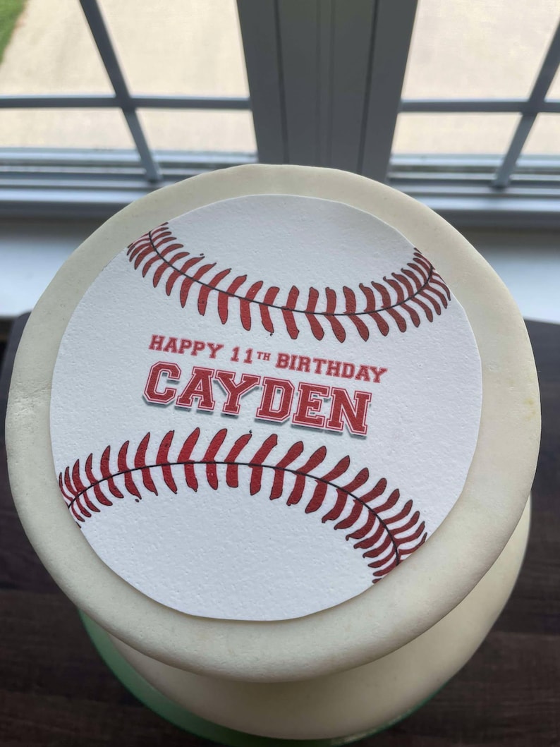 Edible Custom Baseball Birthday Cake, Cookies and Cupcake Toppers ...